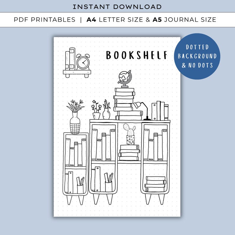 Bookshelf Reading Tracker - PRINTABLE Journal Page, Reading Log, Book ...