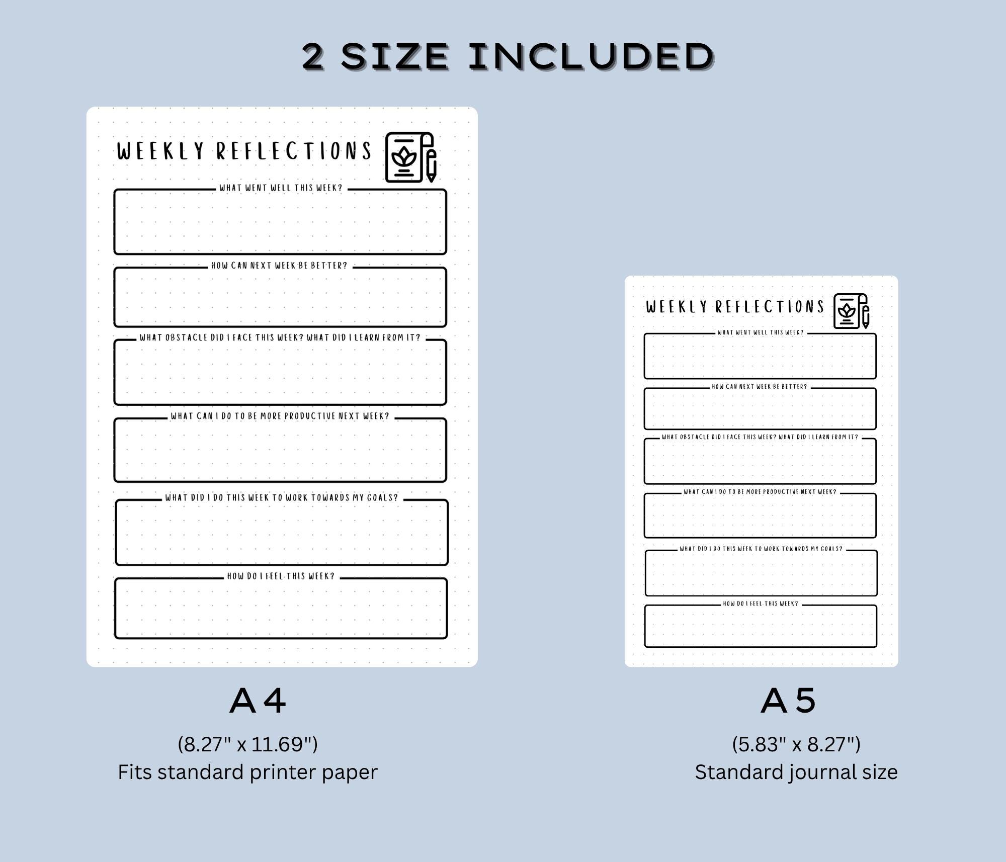Weekly Reflection - End of Week Reflection, PRINTABLE Journal Page ...