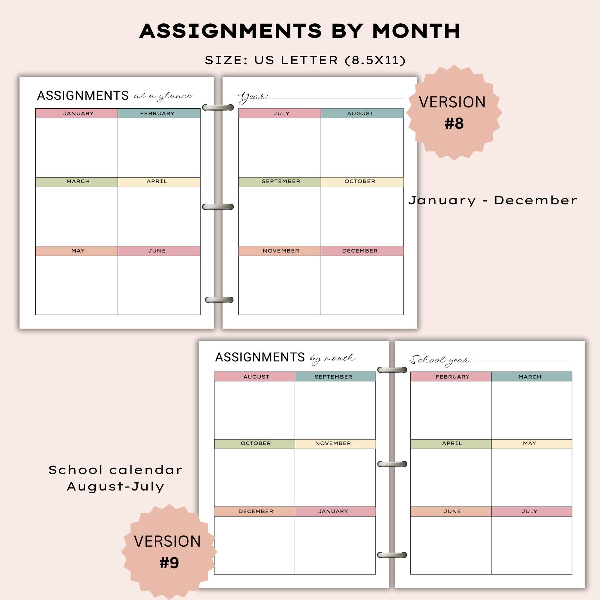 Student Assignment Tracker Printable: Homeschool Planner (PDF Download ...