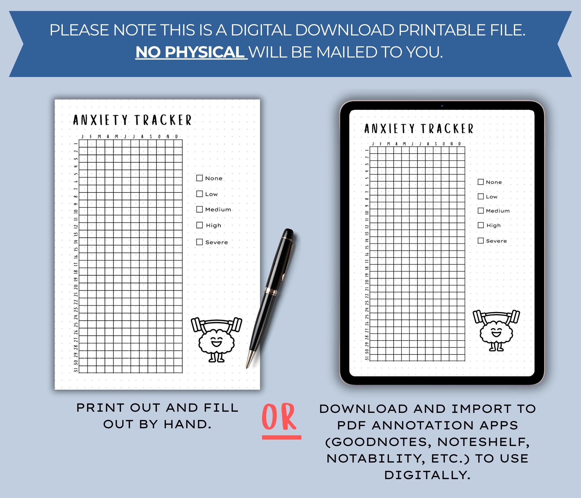 Anxiety Tracker - Printable Journal Page, Anxiety Log, Habit Tracker ...