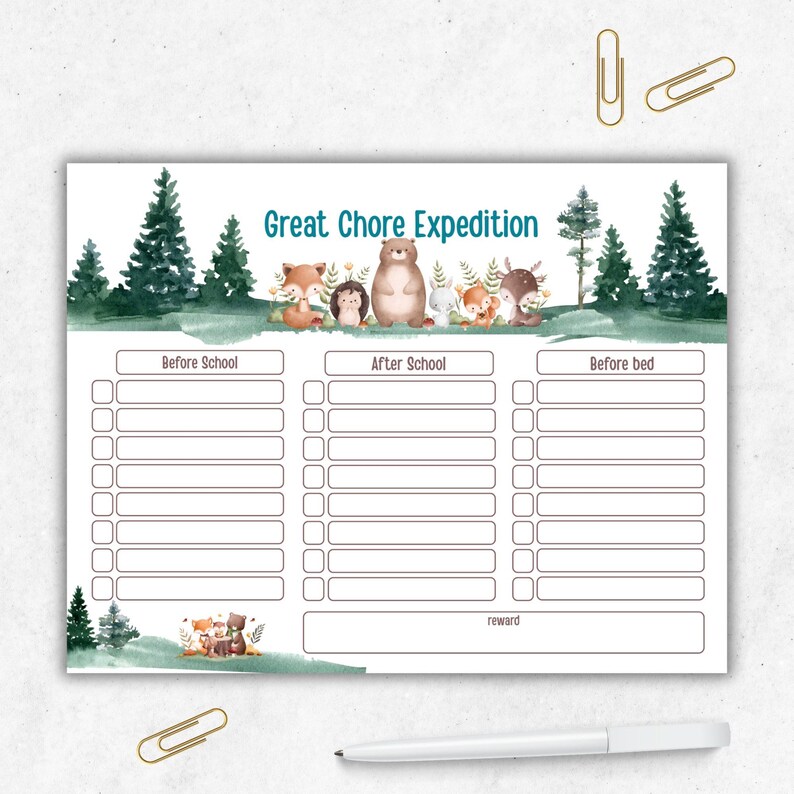 Editable Woodland Animal Reward Chart | Woodland Chore Chart | Woodland ...