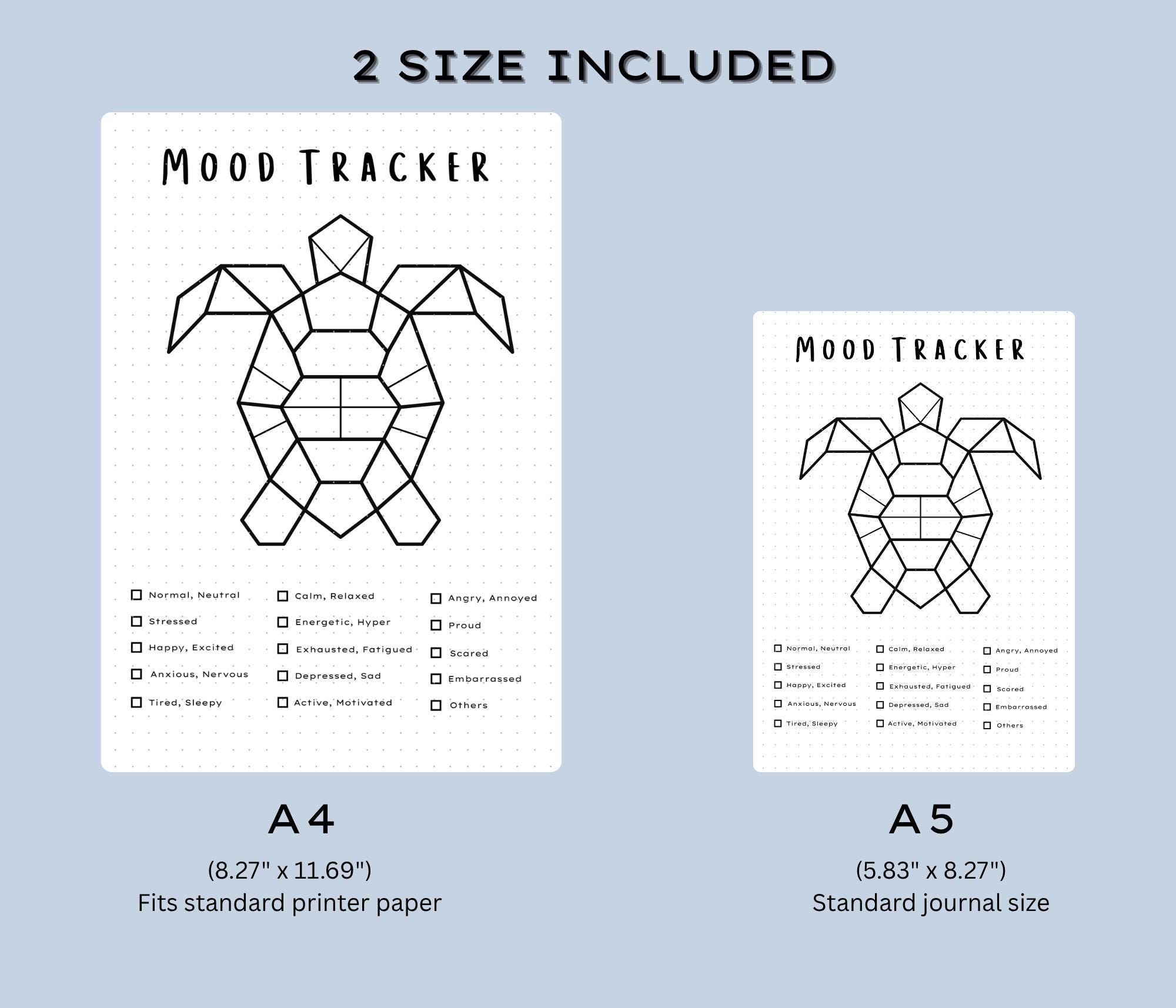 Turtle Mood Tracker - PRINTABLE Bullet Journal Tracker, Monthly Mood ...