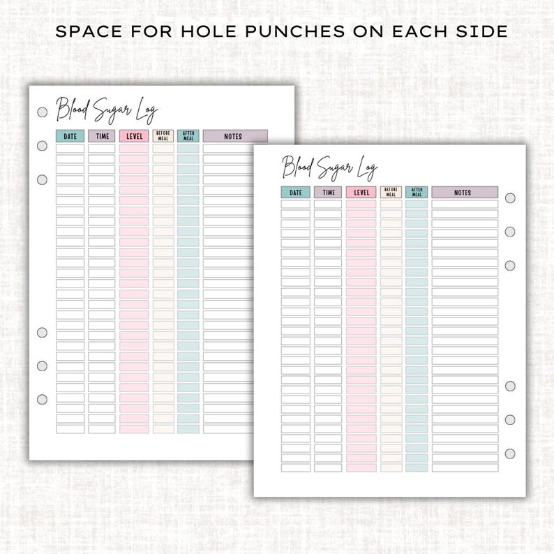Editable Blood Pressure Blood Sugar Trackers, Blood Glucose Log, BP ...