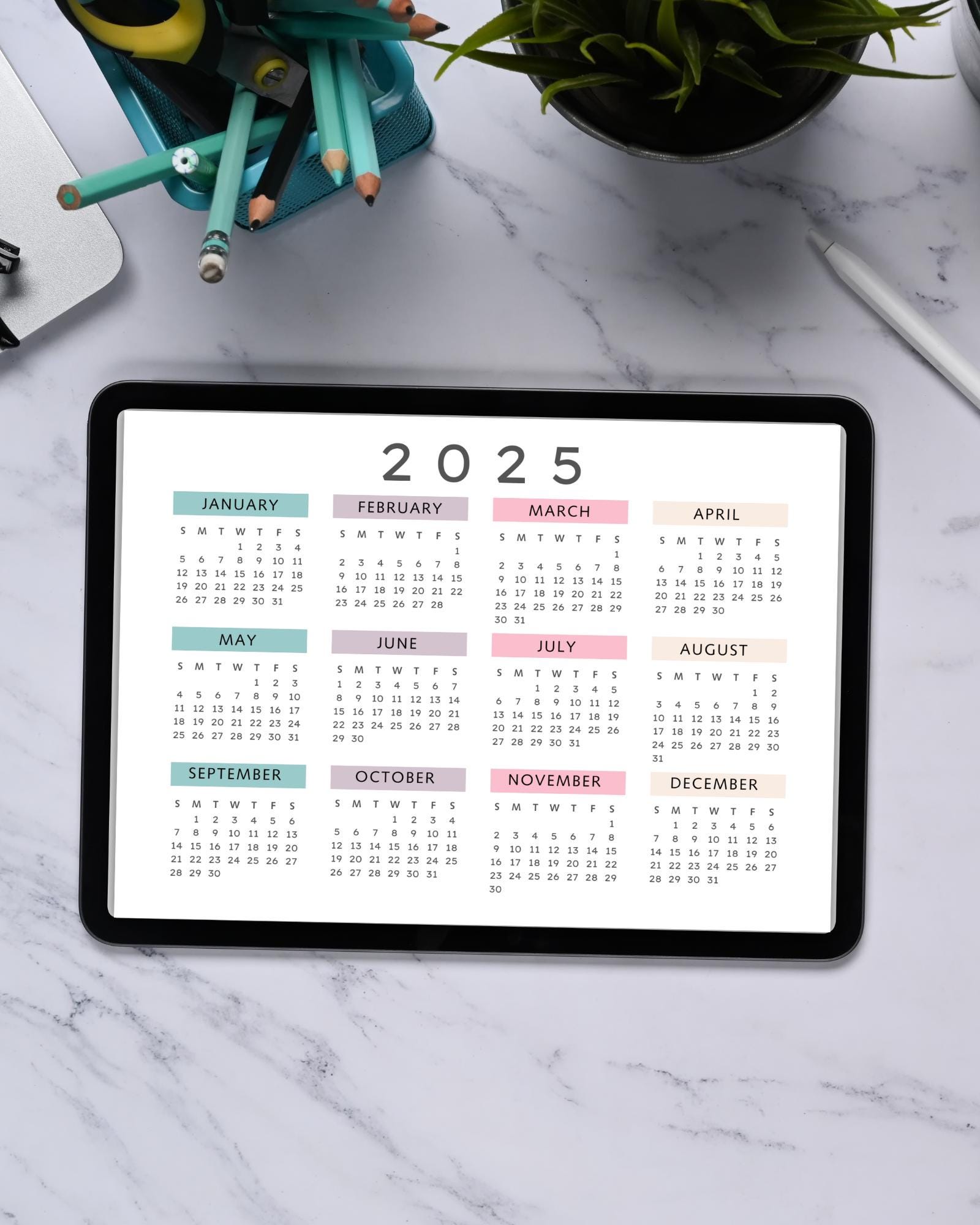 2025-2026 Calendar Printable: Colorful Landscape, A4/letter (PDF) - Etsy