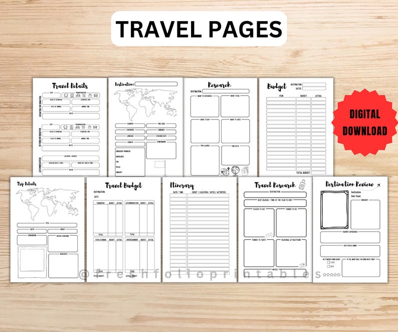 Travel Planner Bundle - Printable Journal Pages, Vacation Planner, Trip ...