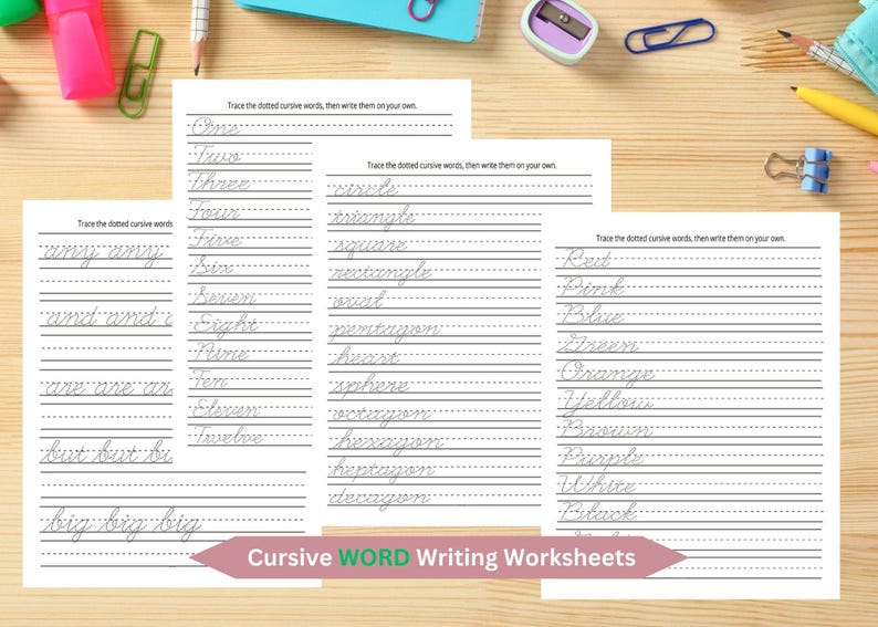 Cursive Handwriting Practice Worksheets for Kids, Printable Cursive ...
