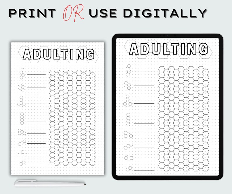 Hexagon Adulting Tracker - PRINTABLE Journal Page, Monthly Tracker ...