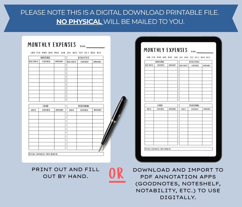Expense Tracker - PRINTABLE Journal Page, Bullet Journal, Debt Tracker ...