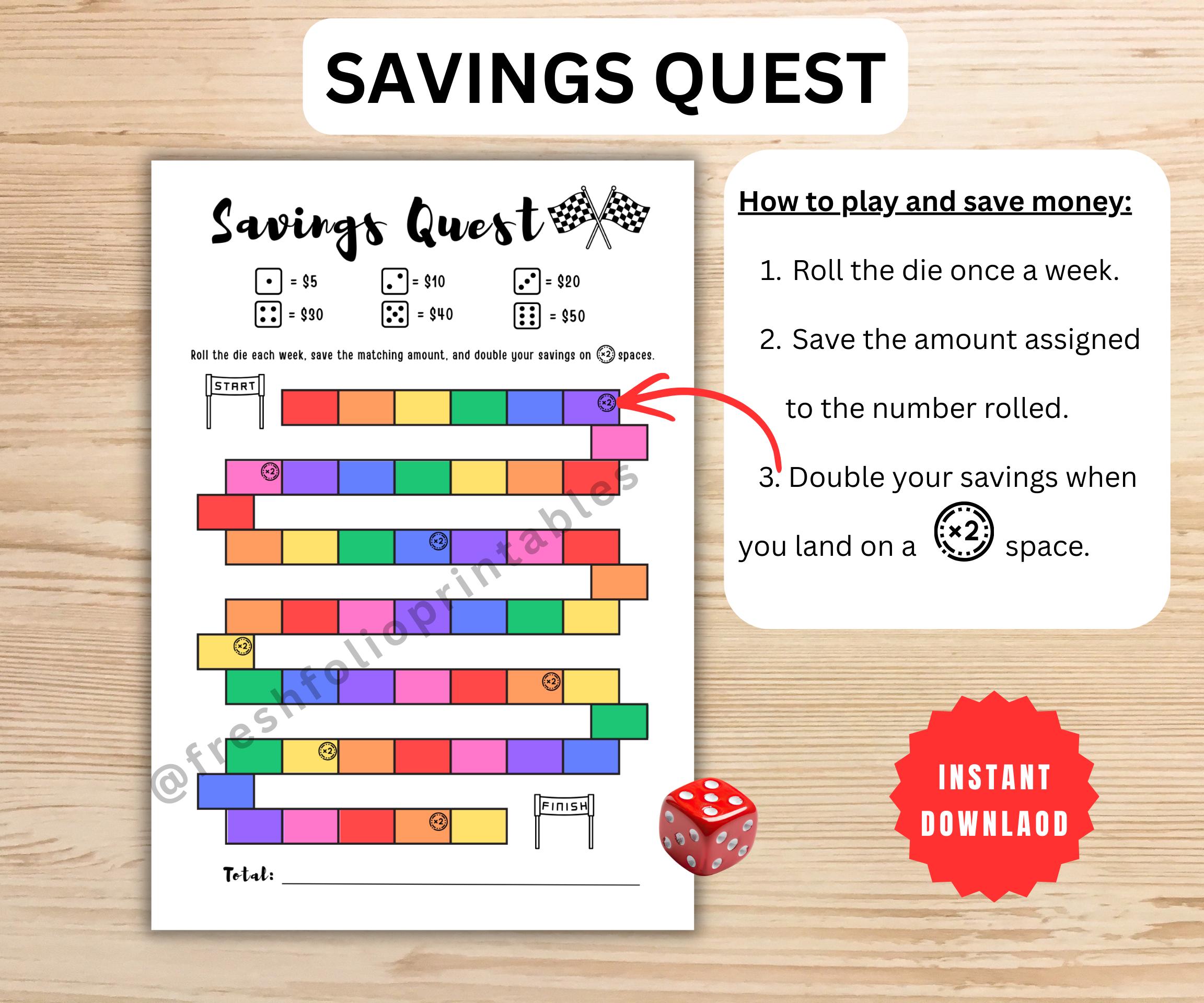 Savings Quest - Money Savings Challenge, Printable Journal Page ...