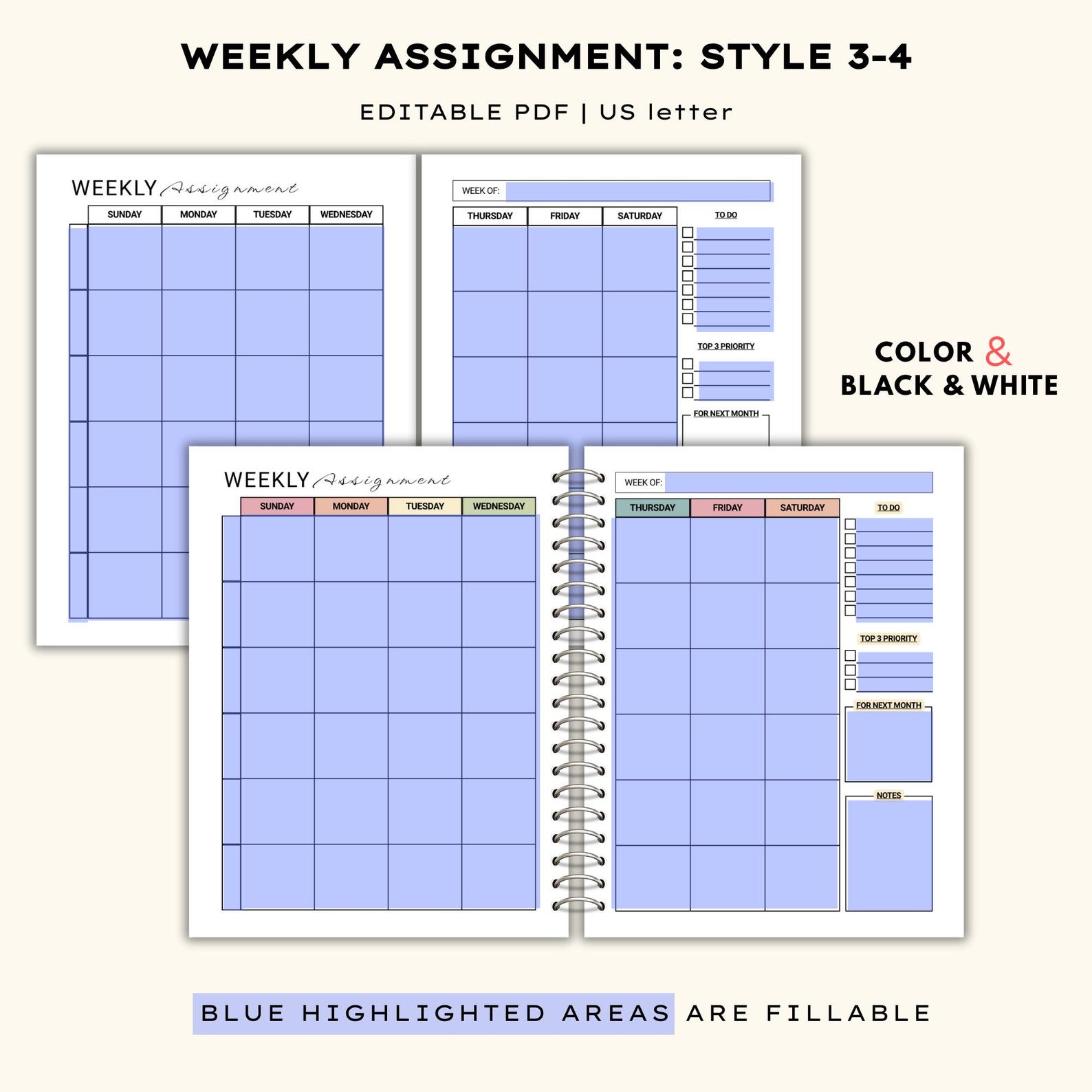 EDITABLE Weekly Assignment Tracker, 2 Pages, Printable, Homeschool ...