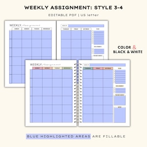 EDITABLE Weekly Assignment Tracker, 2 Pages, Printable, Homeschool ...