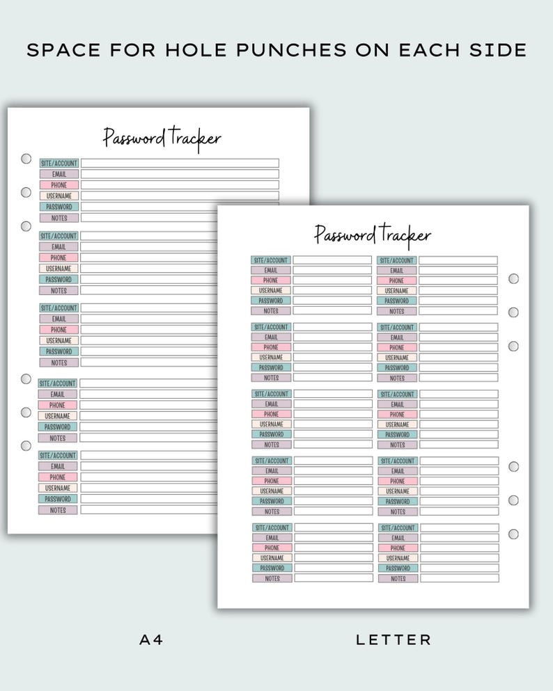Editable Password Tracker | Printable Password Tracker | Password Log ...