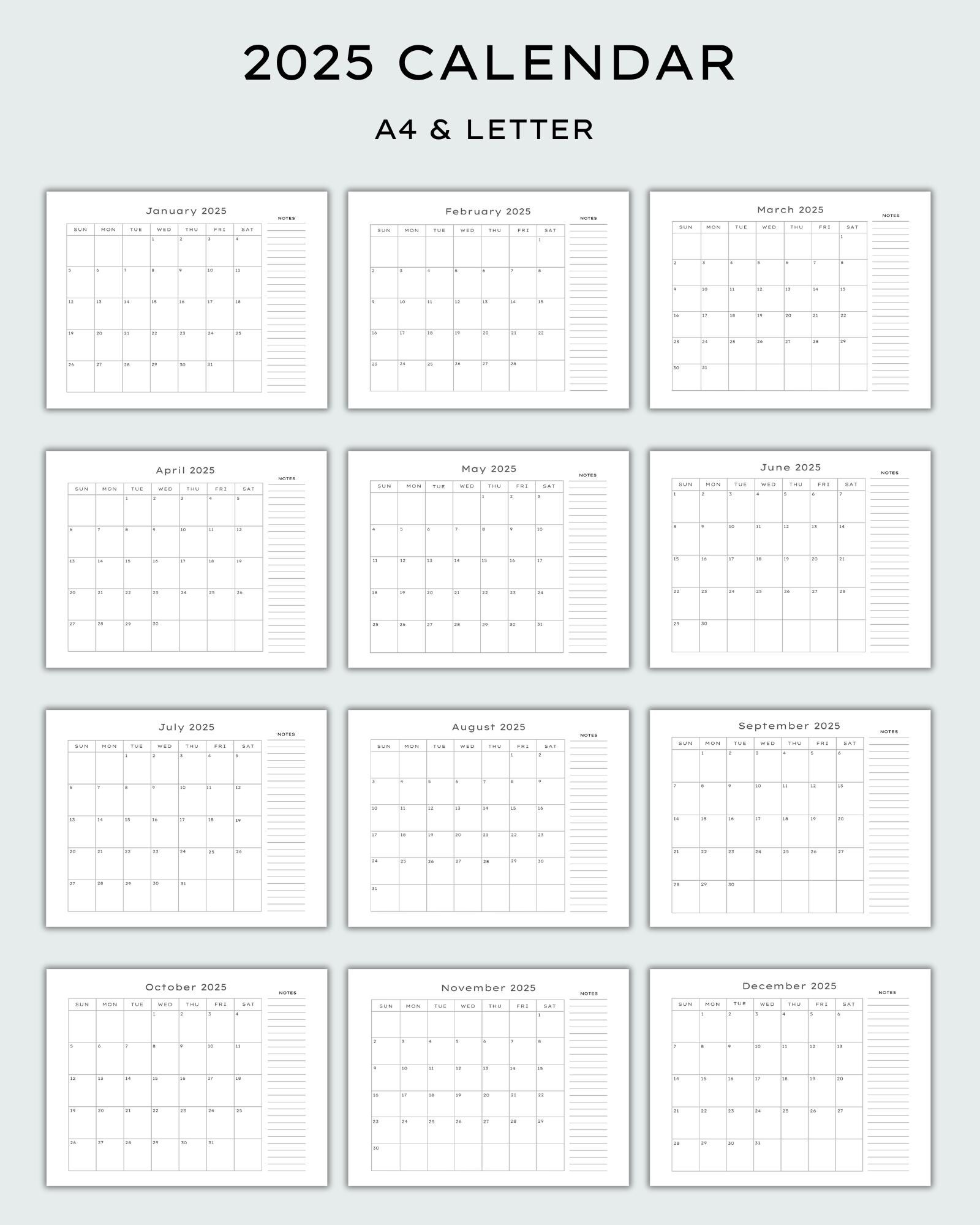 2025-2026 Monthly Calendar: Minimalist Landscape Planner (a4/letter ...