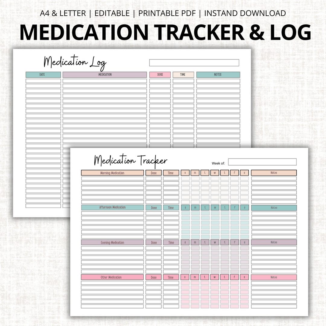 Printable Medication Tracker & Log: Daily Medicine Intake (PDF) - Etsy