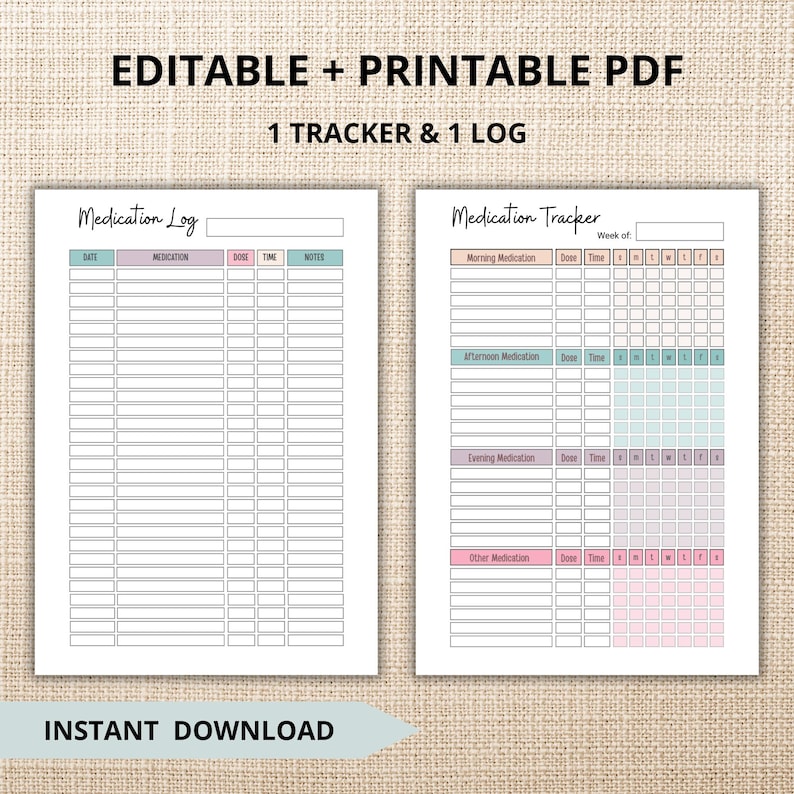 Daily Medication Tracker, Medication Log, Printable Medicine Log for ...