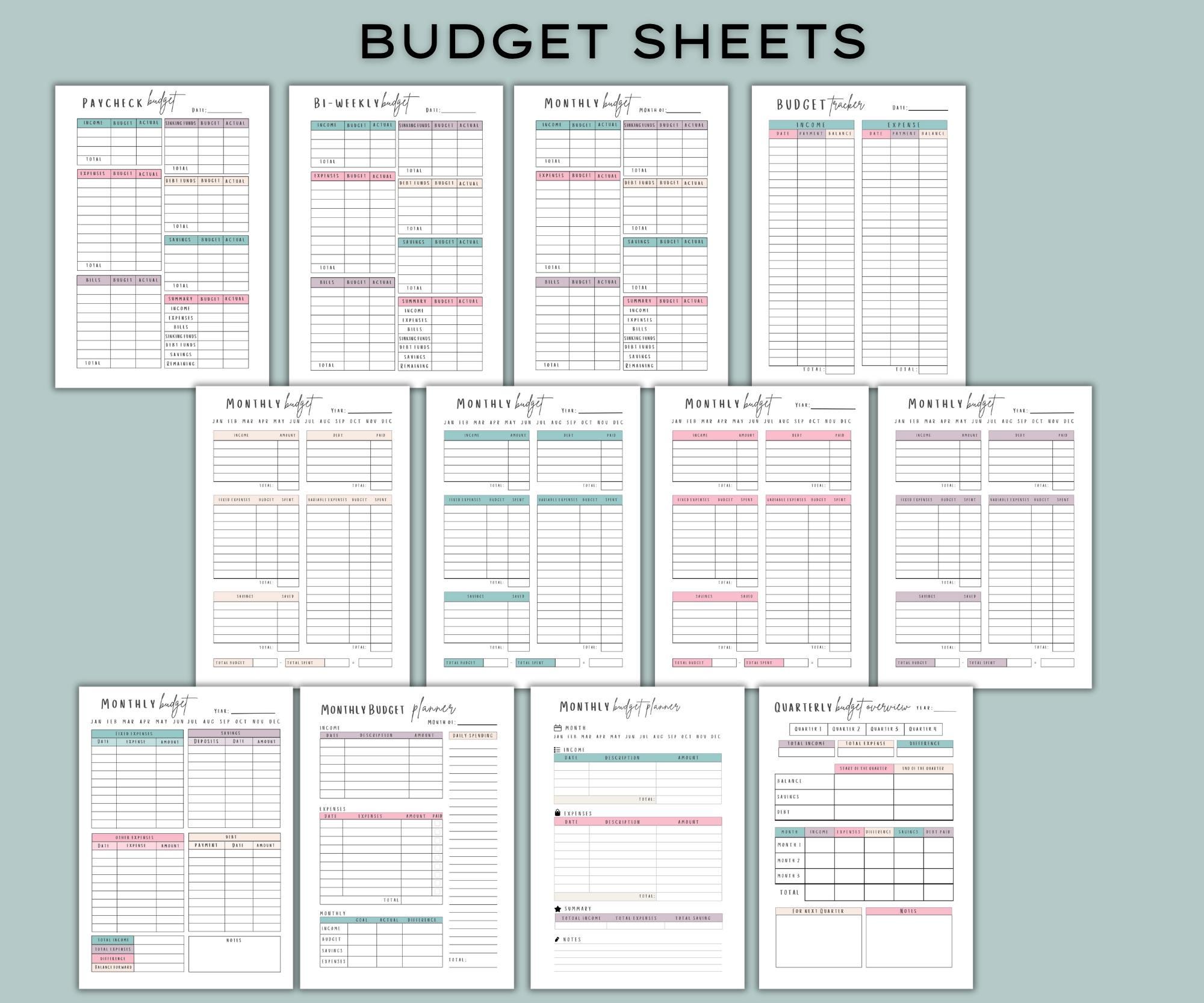 Finance Planner Bundle -budget Planner Templates, Financial Savings ...