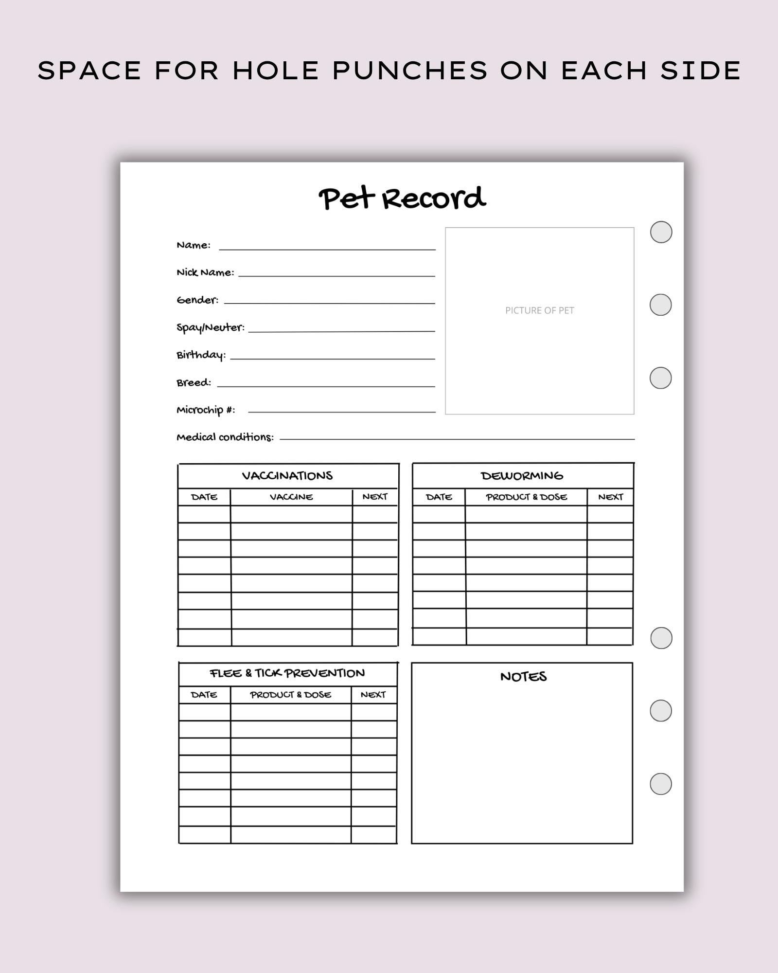 Editable Dog Health Record Template: Puppy Vaccination, Medication (A4 ...