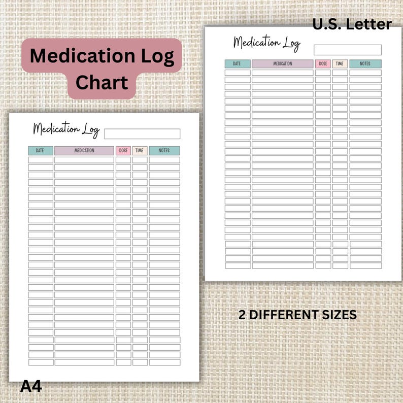Daily Medication Tracker, Medication Log, Printable Medicine Log for ...