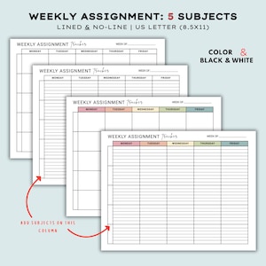 Weekly Assignment Tracker Printable, Homeschool Planner, Student ...