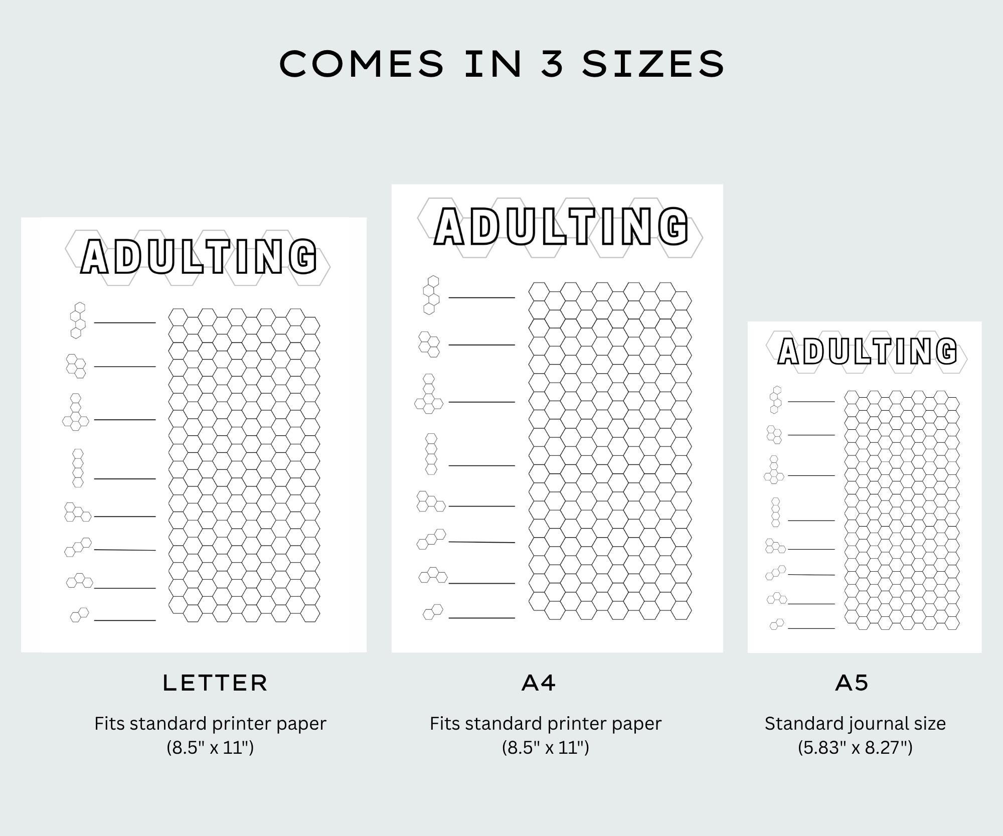Hexagon Adulting Tracker - PRINTABLE Journal Page, Monthly Tracker ...