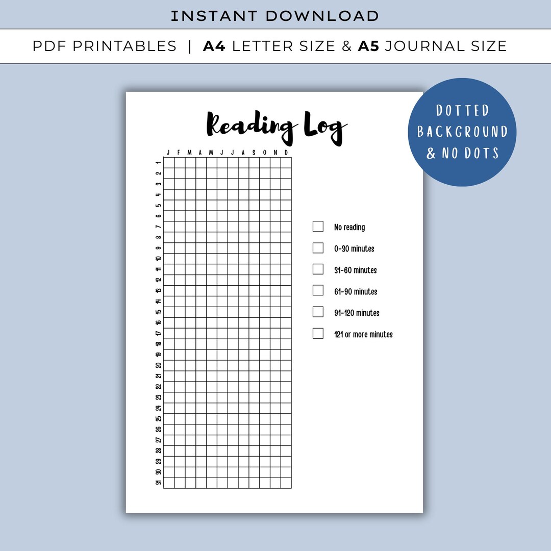 Reading Log - PRINTABLE Journal Page, Reading Tracker, Book Club ...