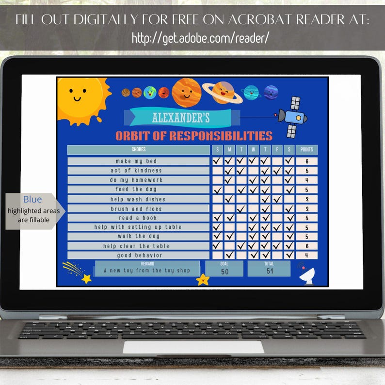 Printable Outer Space Reward Chart | Editable Planets Chore Chart ...