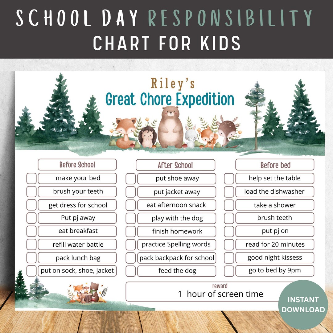 Editable Woodland Animal Reward Chart | Woodland Chore Chart | Woodland ...