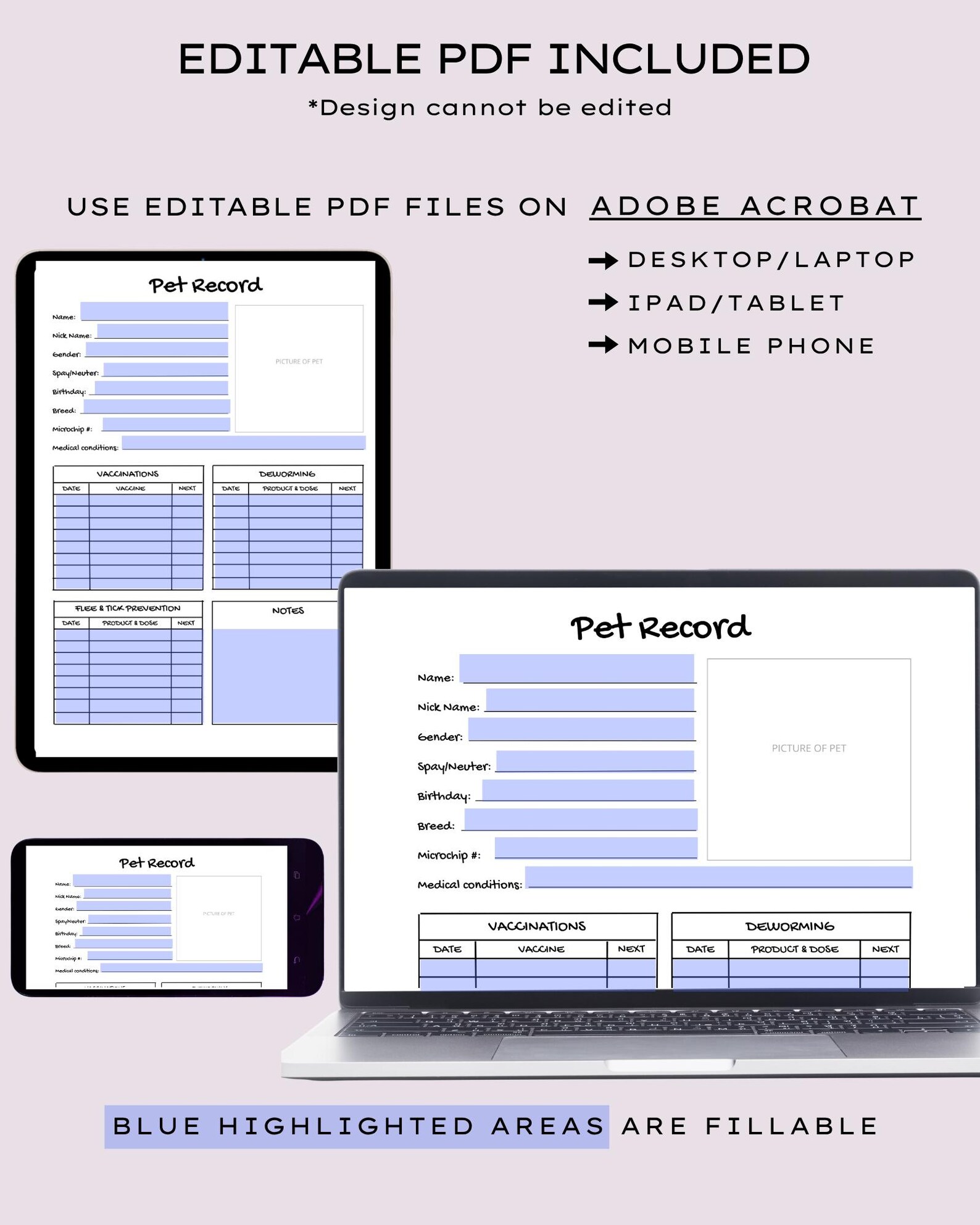 Editable Dog Health Record Template: Puppy Vaccination, Medication (A4 ...
