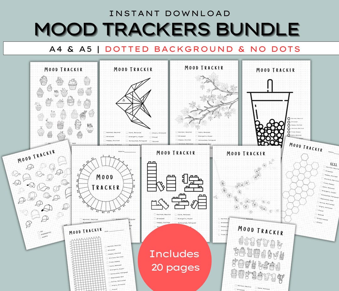 Bullet Journal- MOOD TRACKER Pages, Digital Planner Pages, Premade ...