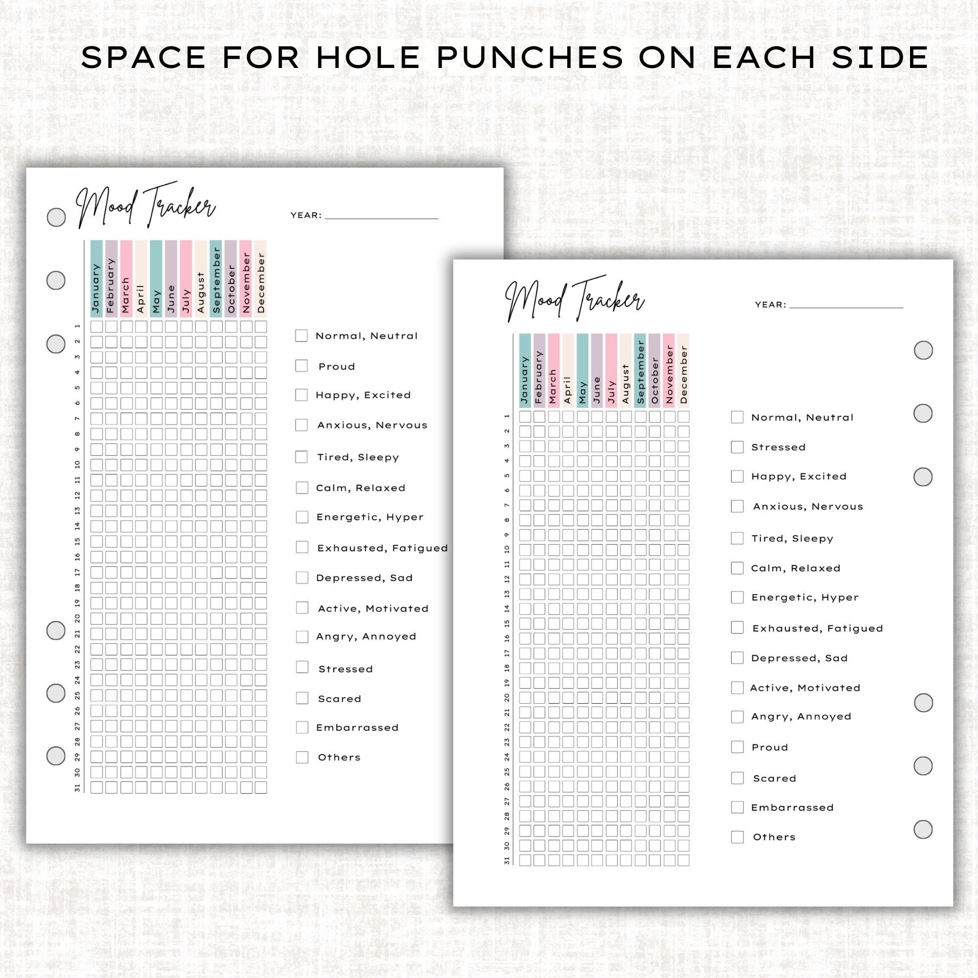 Printable Daily Mood Tracker: Colorful Mental Health Journal (PDF ...