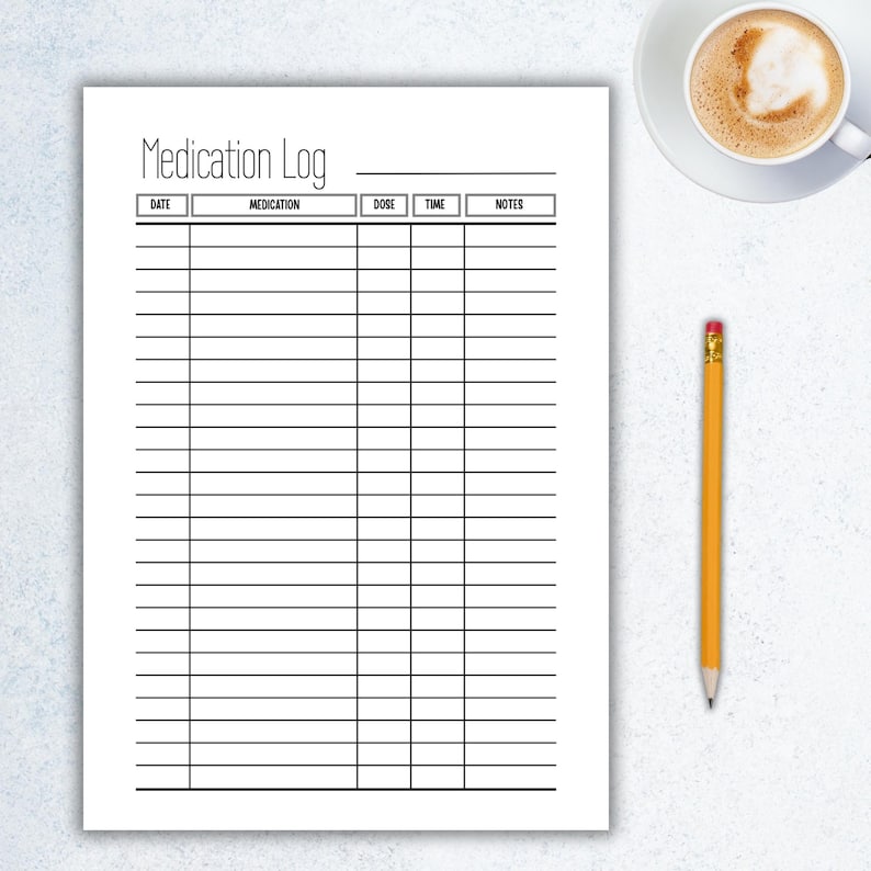 Printable Medication Log, Medication Chart, Medicine List, Medicine ...