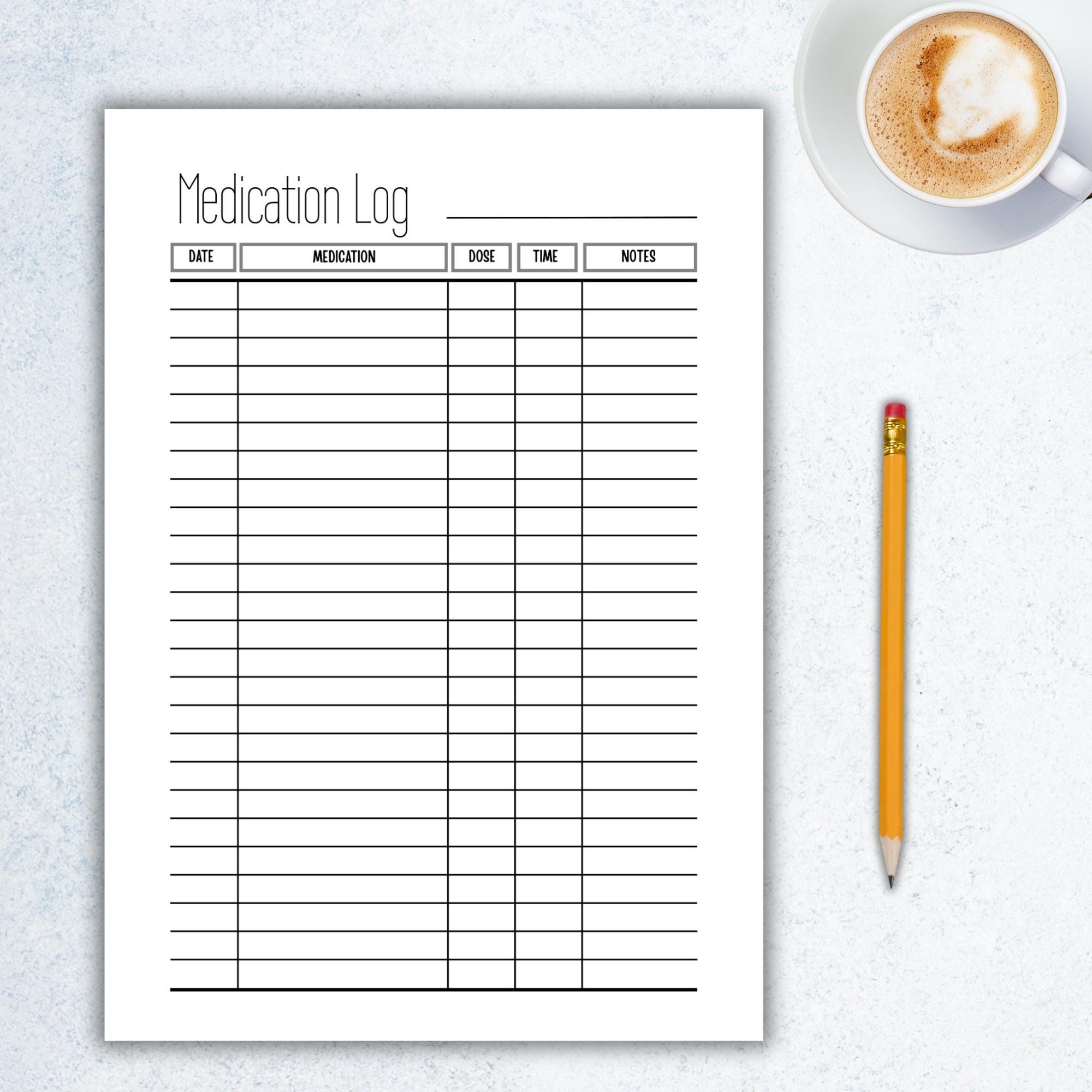 Printable Medication Log: Medicine Tracker, A4 & US Letter (digital ...