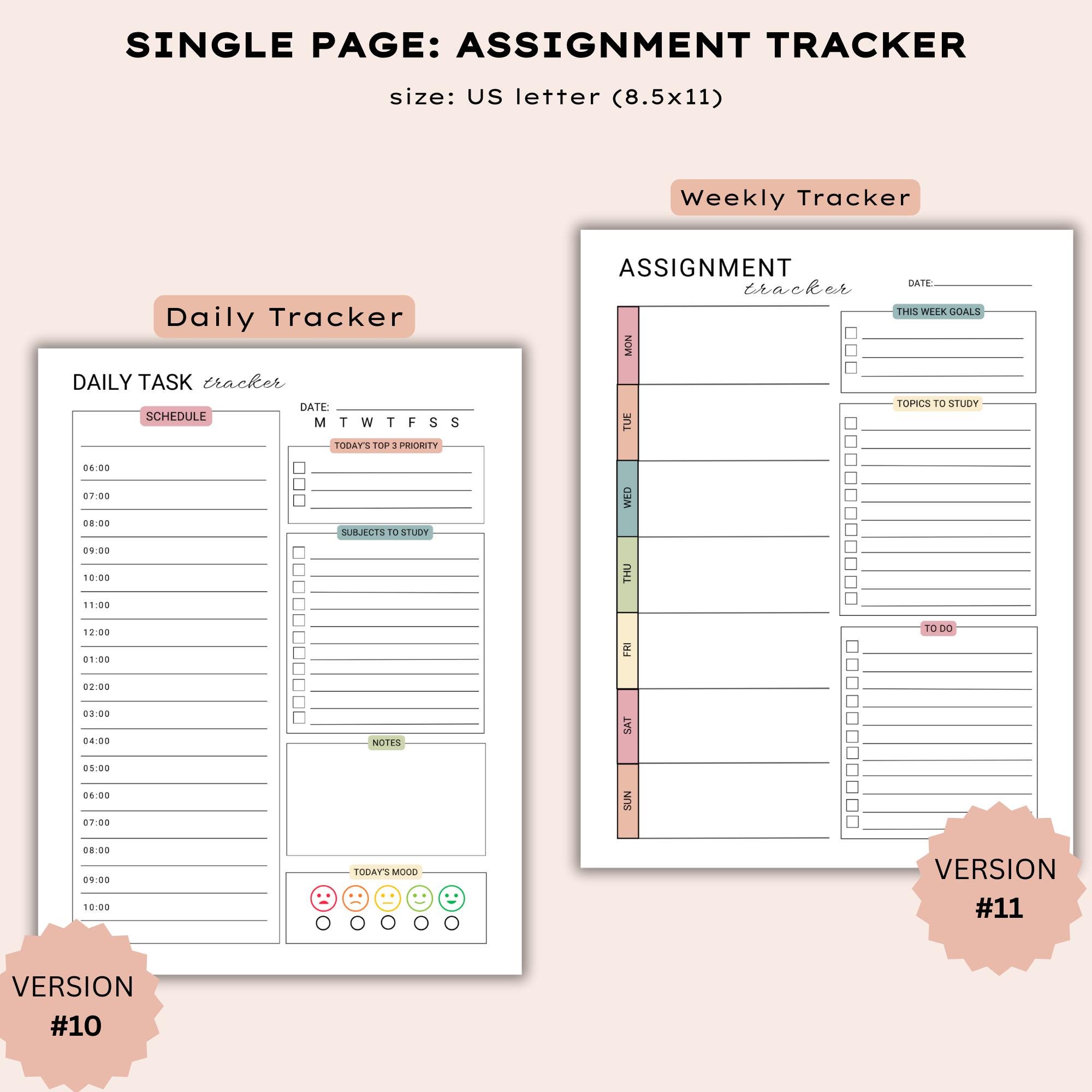 Student Assignment Tracker Printable: Homeschool Planner (PDF Download ...