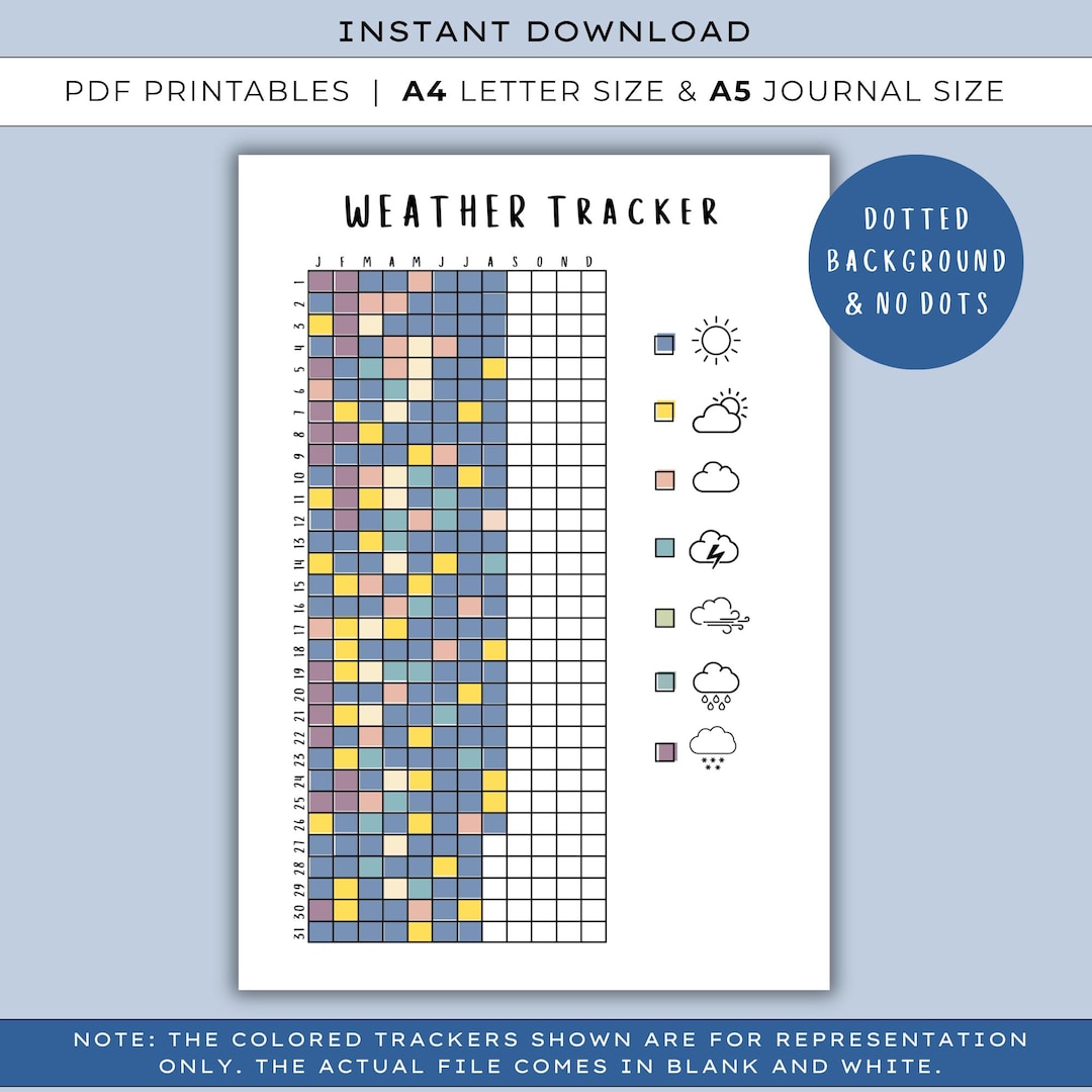 Weather Tracker - PRINTABLE Journal Page, Weather Log, Temperature ...
