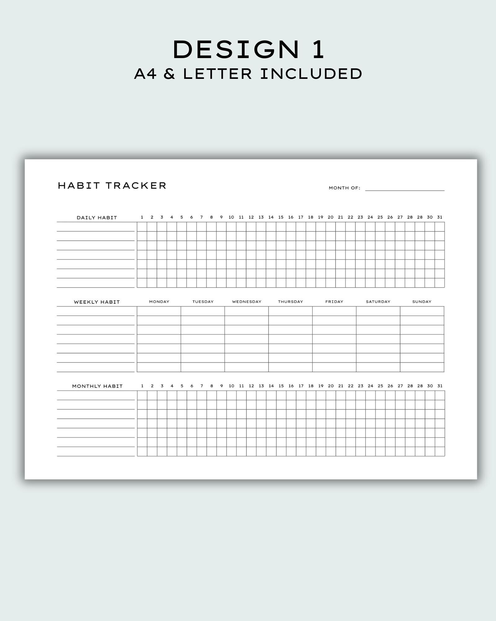 Habit Tracker Printable, Monthly Weekly Daily Habit Tracker, Goal ...