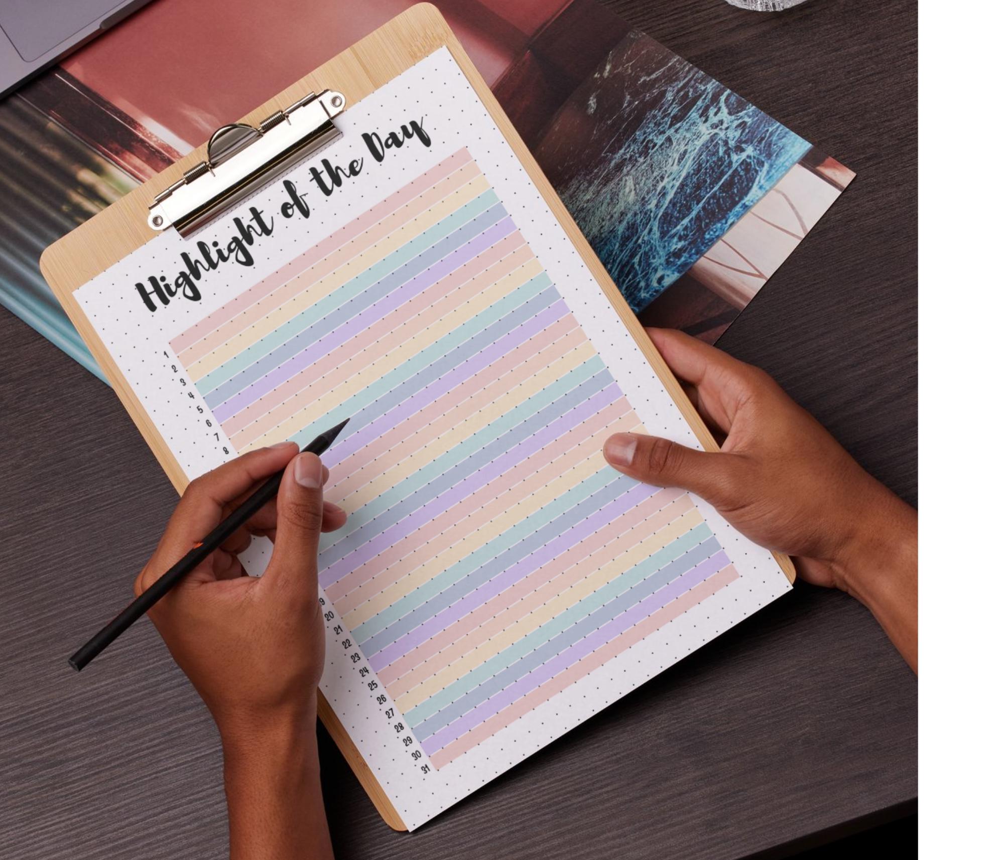 Highlight of the Day - PRINTABLE Journal Page - Memory Tracker, Bullet ...