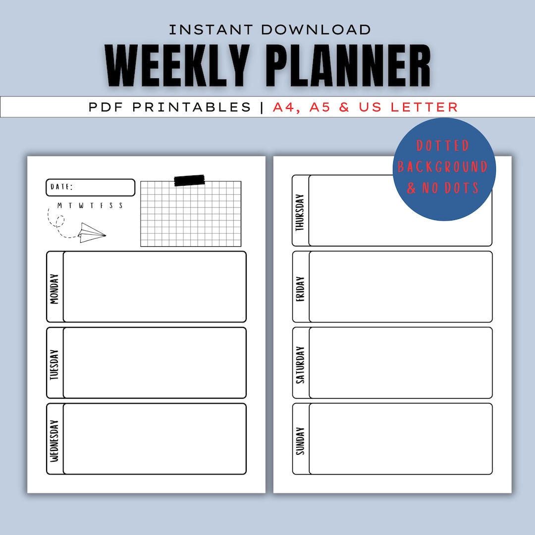 Weekly Planner Printable- Bullet Journal, Planner Page, Journal Page ...