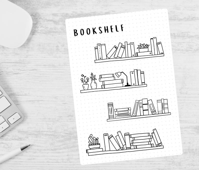 Bookshelf Reading Tracker - PRINTABLE Journal Page, Reading Log, Book ...