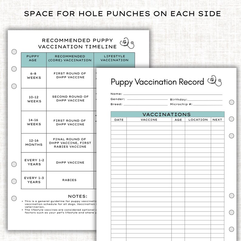 Puppy Vaccination Record: Editable Pet Health Tracker (digital Download ...