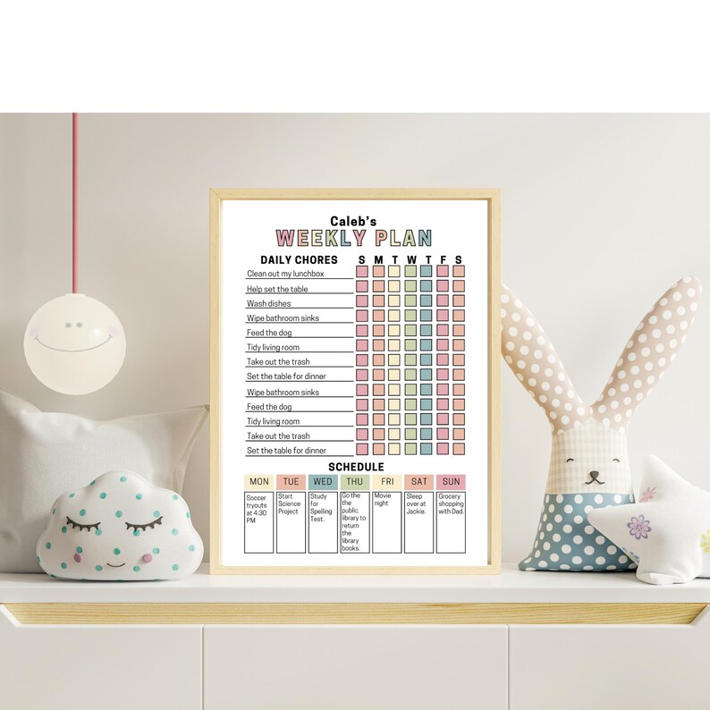 Chore Chart, Printable Editable Daily & Weekly Kids Chore ...