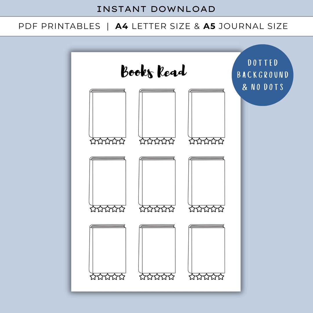 Books Read - PRINTABLE Book Tracker Journal Page, Planner Page, Book ...