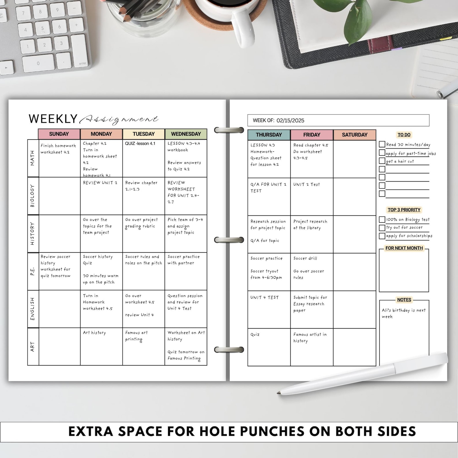 EDITABLE Weekly Assignment Tracker, 2 Pages, Printable, Homeschool ...