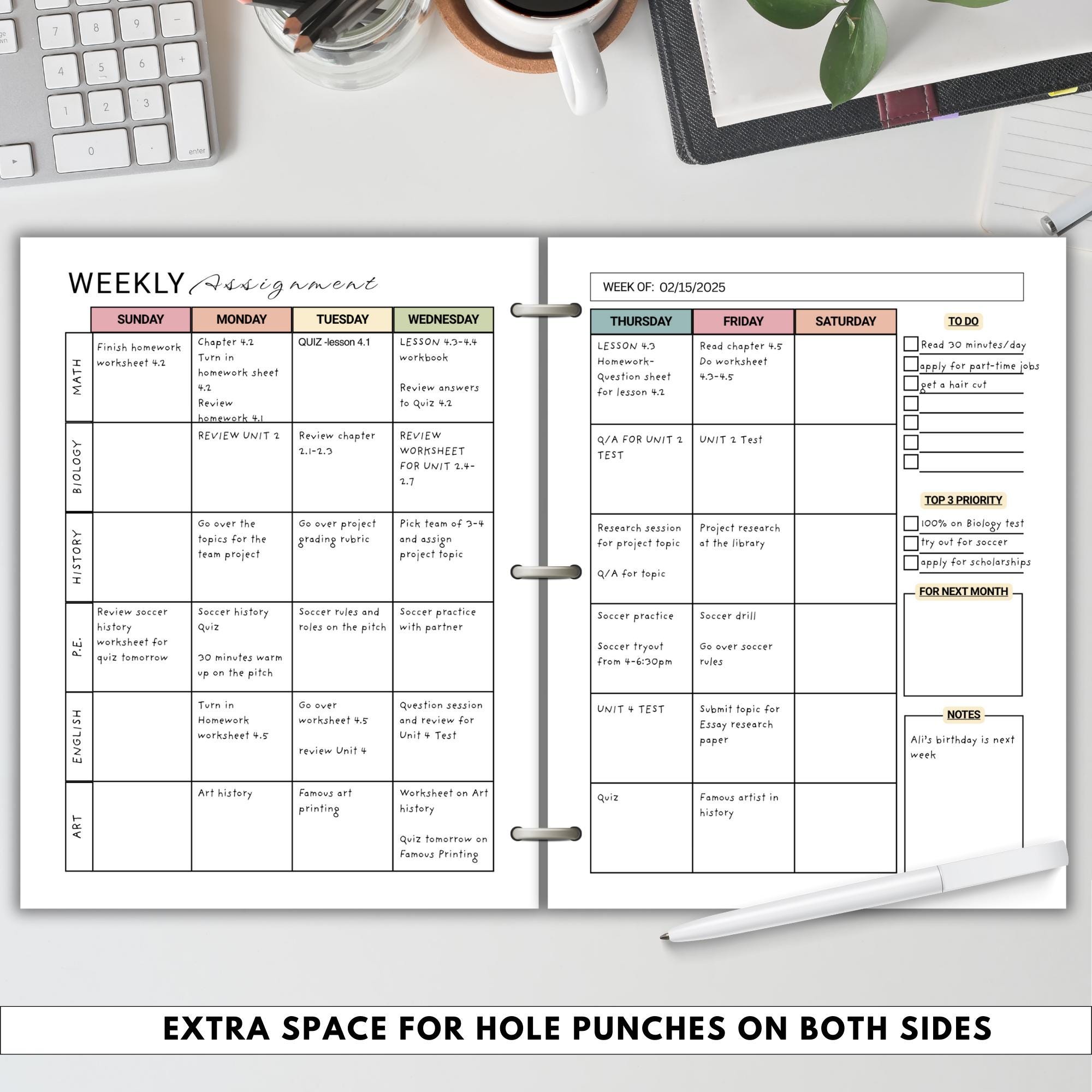 EDITABLE Weekly Assignment Tracker, 2 Pages, Printable, Homeschool ...
