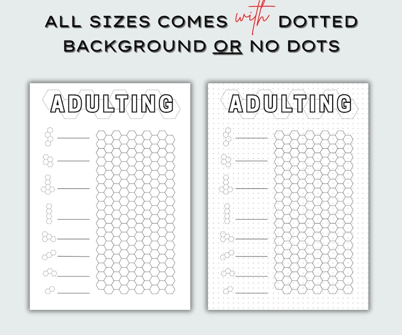 Hexagon Adulting Tracker - PRINTABLE Journal Page, Monthly Tracker ...