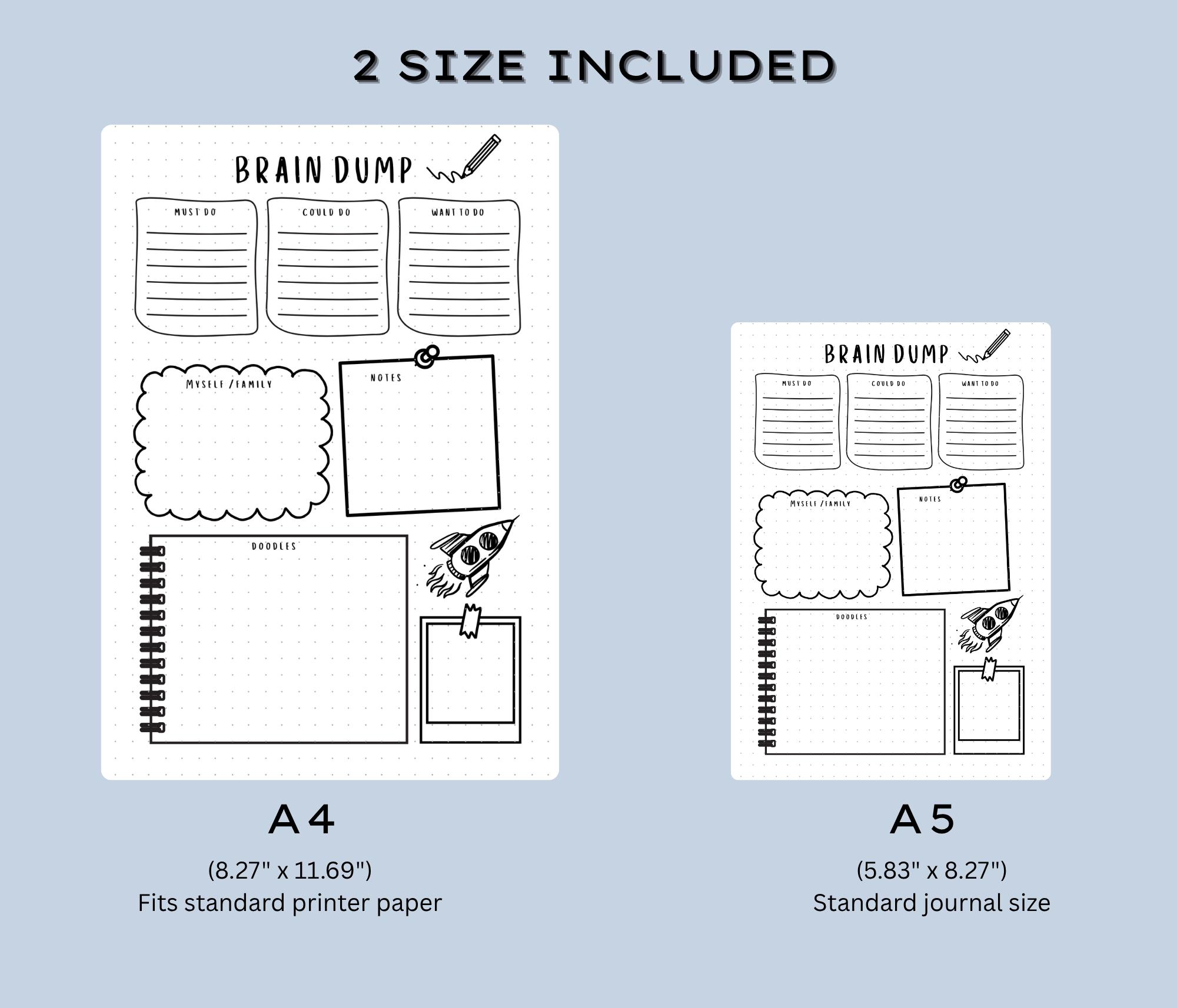 Brain Dump - PRINTABLE Journal Page, Planner Insert, ADHD Planner ...