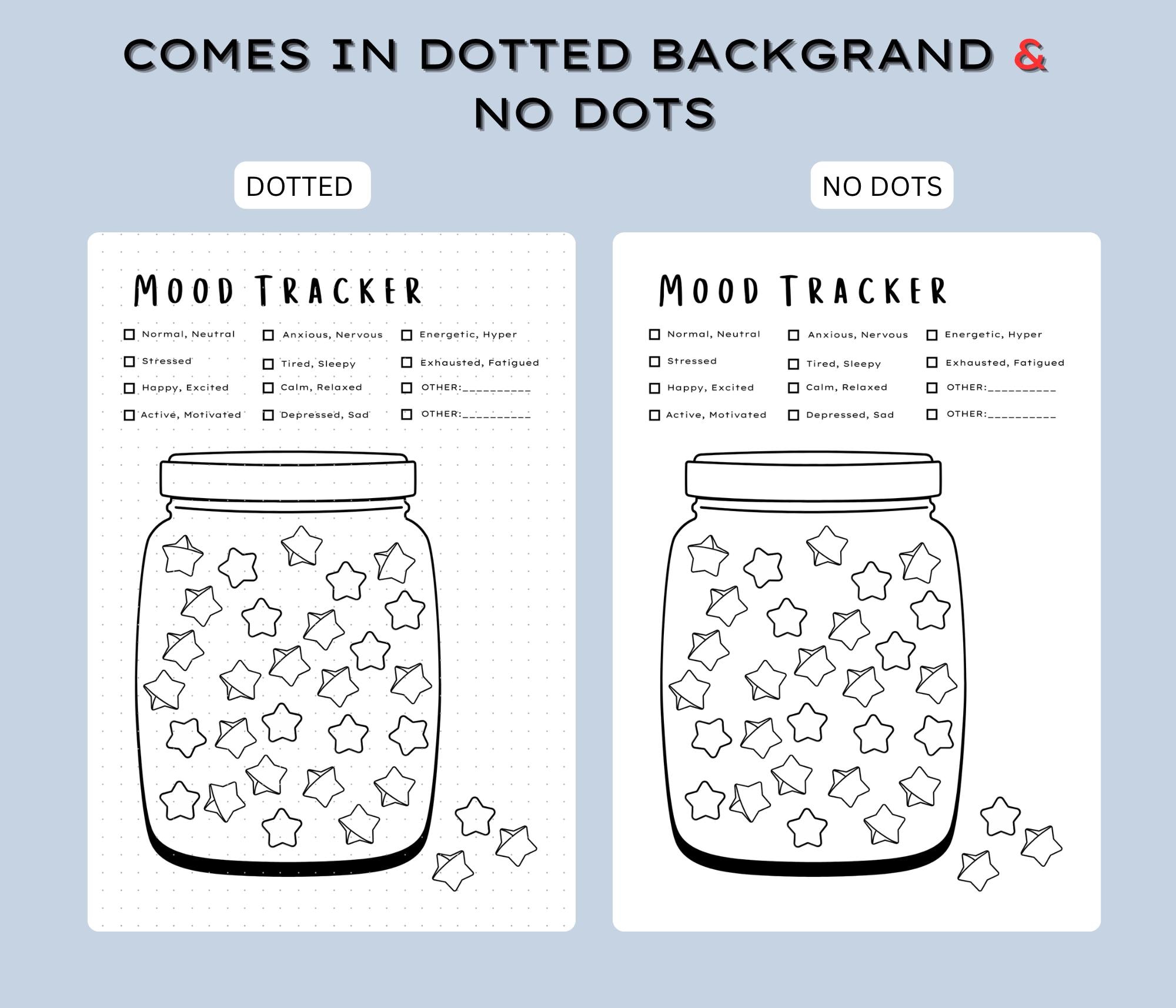 Jar of Stars Mood Tracker - PRINTABLE Bullet Journal Tracker, Monthly ...