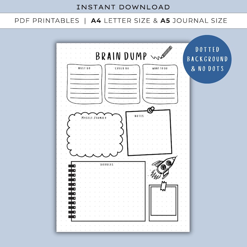 Brain Dump - PRINTABLE Journal Page, Planner Insert, ADHD Planner ...