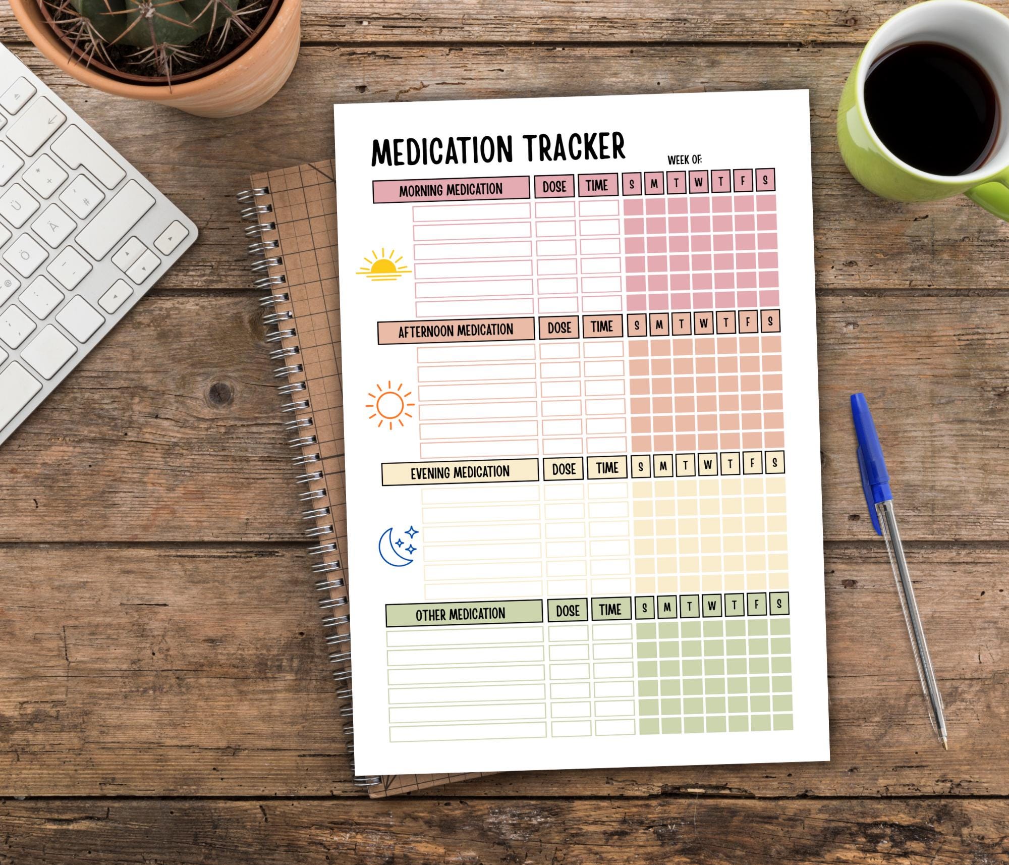 Medication Log Printable, Medication Tracker, Weekly Medicine Schedule ...