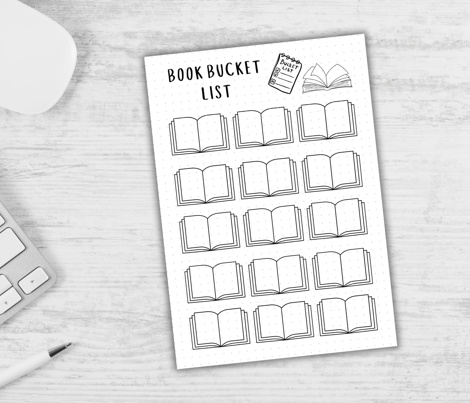 Book Bucket List - PRINTABLE Journal Page, Planner Page, Book Journal ...