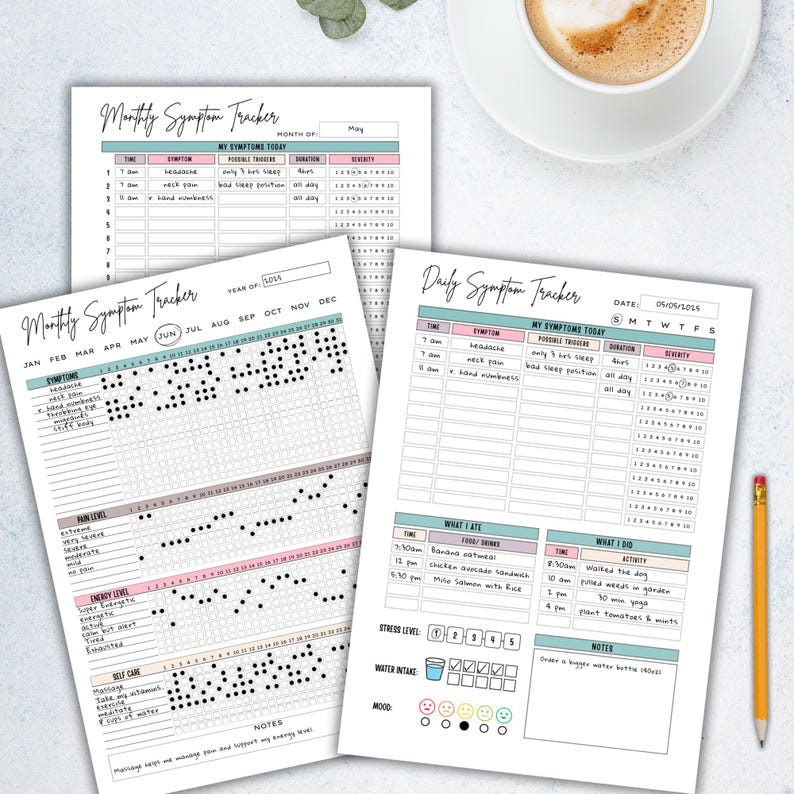 Editable Symptom Tracker, Monthly Symptom Template, Wellness Journal ...